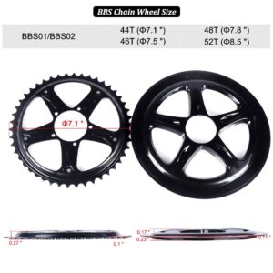 BAFANG Chainring Wheel for BBS01 BBS02 Mid Drive,52T Ebike Chain Ring with Guard for Mid Mount Motor, Chainwheel for Electric Bike Conversion Kits Durable Aluminium Bike