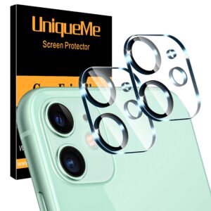 uniqueme for iphone 12 mini/iphone 11 camera lens protector, [drop protection] [high definition] tempered glass camera screen cover scratch resistant case-friendly with night circle - 2 pack