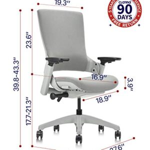 CLATINA Office Chair Swivel Executive Chair, Adjustable Ergonomic Computer Chair with 3D Armrest and Lumbar Support, Fabric Backrest Task Chair for Home Office Conference Room