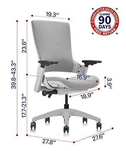 CLATINA Office Chair Swivel Executive Chair, Adjustable Ergonomic Computer Chair with 3D Armrest and Lumbar Support, Fabric Backrest Task Chair for Home Office Conference Room