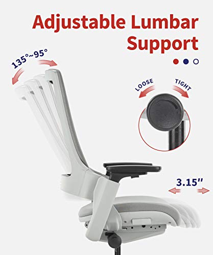 CLATINA Office Chair Swivel Executive Chair, Adjustable Ergonomic Computer Chair with 3D Armrest and Lumbar Support, Fabric Backrest Task Chair for Home Office Conference Room