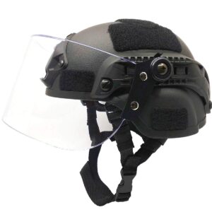 Lightweight Quick-Protection Helmet with Sunshade Sliding Goggles and Side Rail NVG Bracket.