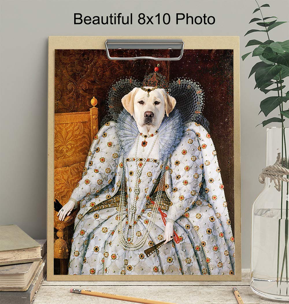 Renaissance Labrador Retriever Wall Decor - 8x10 Home Art Print for Bedroom, Living Room, Veterinarian, Vet Office - Gift for Dog, Puppy, Black, Yellow, Chocolate Lab Fans, Hunters