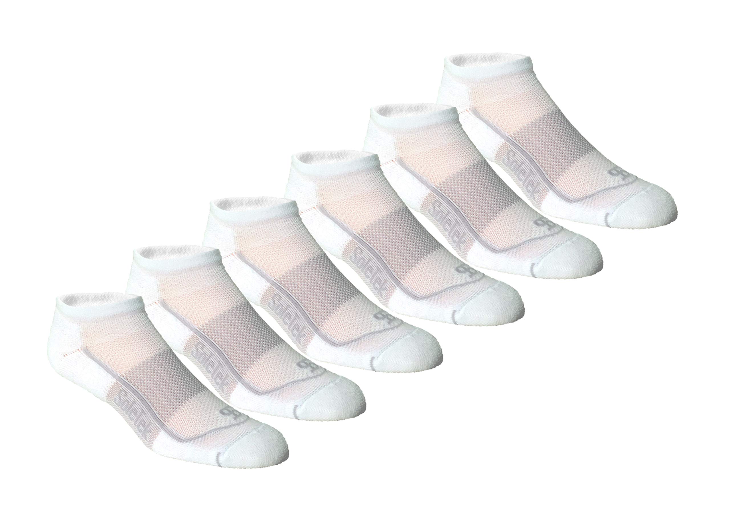 SoleTek Cool Running No Show Wicking Sock, White, Medium (6 Pair Pack)