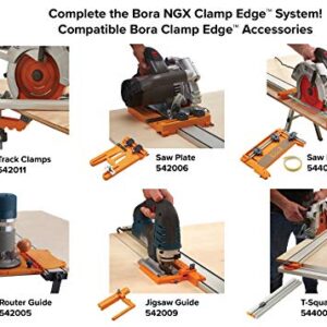 BORA 544002 T-Square Attachment, NGX Clamp Edge Accessory, Circular Saw Guide, Keeps Plywood Cuts Straight and Parallel