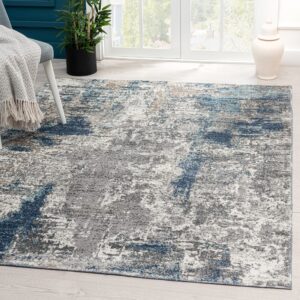 luxe weavers euston blue 5 x 7 abstract modern area rug