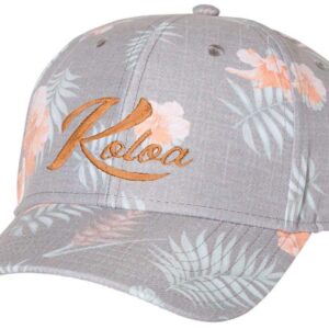 Koloa Surf Company Embroidered Tropical Flowers Print Cap-OS-Grey-Orange/Orange