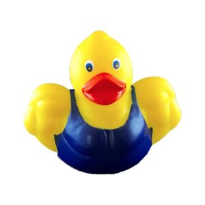 3" bodybuilder rubber duck [floats upright] - baby safe bathtub bathing toy