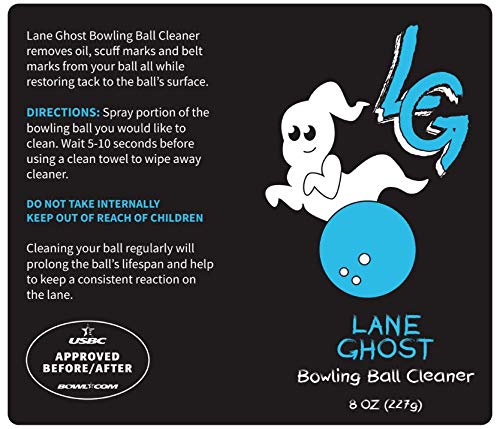 Lane Ghost Bowling Ball Cleaner Spray - USBC Approved - Oil, Scuff, and Belt Mark Cleaner - Restores Tack and Prolongs Lifespan of Ball