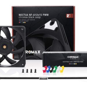 Noctua NF-A12x15 PWM chromax.Black.swap, Premium Quiet Slim Fan, 4-Pin (120x15mm, Black)