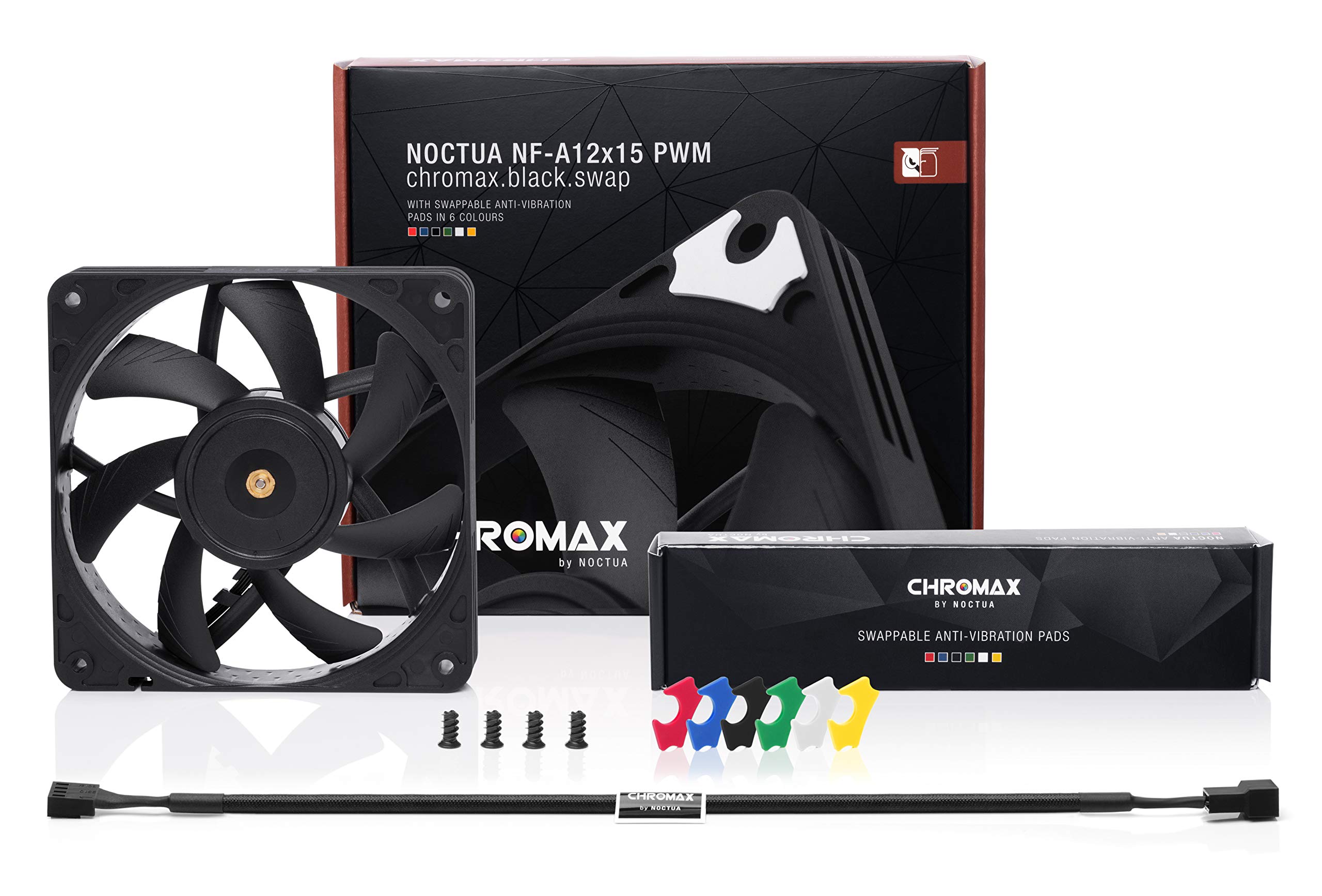 Noctua NF-A12x15 PWM chromax.Black.swap, Premium Quiet Slim Fan, 4-Pin (120x15mm, Black)