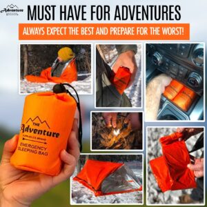 Emergency Sleeping Bag & Tent Shelter, Stocking Stuffer! Combo Prepper kit Survival Tent, Bivy Sack Tent, Sleeping Bag, Fire Starter + Whistle, Mylar Thermal Adventure Supply Co.