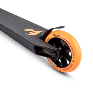 Chilli Base - Quality Freestyle Extreme Intermediate and Beginner Stunt Scooter for Ages 6 and up, 110 mm Wheels, HIC Compression System - Black/Orange