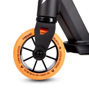 Chilli Base - Quality Freestyle Extreme Intermediate and Beginner Stunt Scooter for Ages 6 and up, 110 mm Wheels, HIC Compression System - Black/Orange