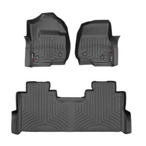 WeatherTech Custom Fit FloorLiners for Ford Super Duty - 1st & 2nd Row (4410511V-4410123), Black