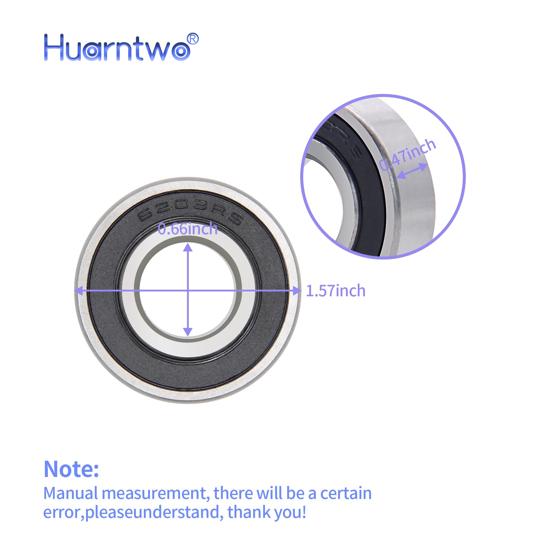 Huarntwo 6203-2RS Replacement Ball Bearing for Craftsan Poulan Husqvarna 110485X,532110485:John Deere GX20818,JD8535:MTD 741-0600,941-0600,741-0124,941-0124:Toro100-1048,10-9966,(2 pcs)