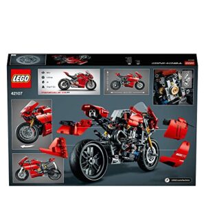 LEGO 42107 Technic Ducati Panigale V4 R Motorbike, Collectible Superbike Display Model Building Kit with Gearbox and Working Suspension, Gift Idea, 10 year +