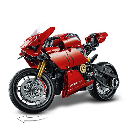 LEGO 42107 Technic Ducati Panigale V4 R Motorbike, Collectible Superbike Display Model Building Kit with Gearbox and Working Suspension, Gift Idea, 10 year +