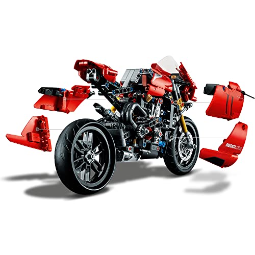 LEGO 42107 Technic Ducati Panigale V4 R Motorbike, Collectible Superbike Display Model Building Kit with Gearbox and Working Suspension, Gift Idea, 10 year +