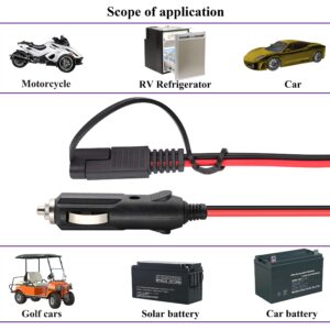 AAOTOKK Cigarette Lighter SAE Cable,16AWG 12V Cigarette Lighter Male Plug to SAE 2 Pin Quick Release Disconnect Connector Plug Adapter Extension Charging Cable with Fuse and Switch(2.4m/7.8ft-M)