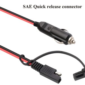 AAOTOKK Cigarette Lighter SAE Cable,16AWG 12V Cigarette Lighter Male Plug to SAE 2 Pin Quick Release Disconnect Connector Plug Adapter Extension Charging Cable with Fuse and Switch(2.4m/7.8ft-M)