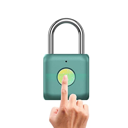 BOREAD Fingerprint Padlock, Smart Keyless Lock for Locker, Backpack, Suitcase, Travel Luggage,Cabinet, Drawer, Indoor, School Locker Lock,Portable USB Rechargeable (Green)