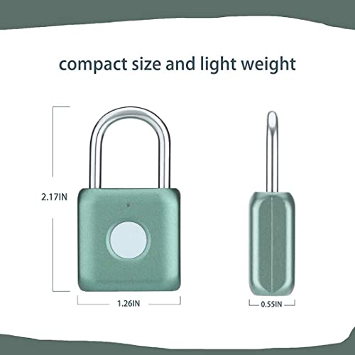 BOREAD Fingerprint Padlock, Smart Keyless Lock for Locker, Backpack, Suitcase, Travel Luggage,Cabinet, Drawer, Indoor, School Locker Lock,Portable USB Rechargeable (Green)