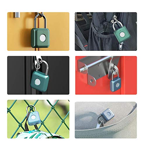 BOREAD Fingerprint Padlock, Smart Keyless Lock for Locker, Backpack, Suitcase, Travel Luggage,Cabinet, Drawer, Indoor, School Locker Lock,Portable USB Rechargeable (Green)