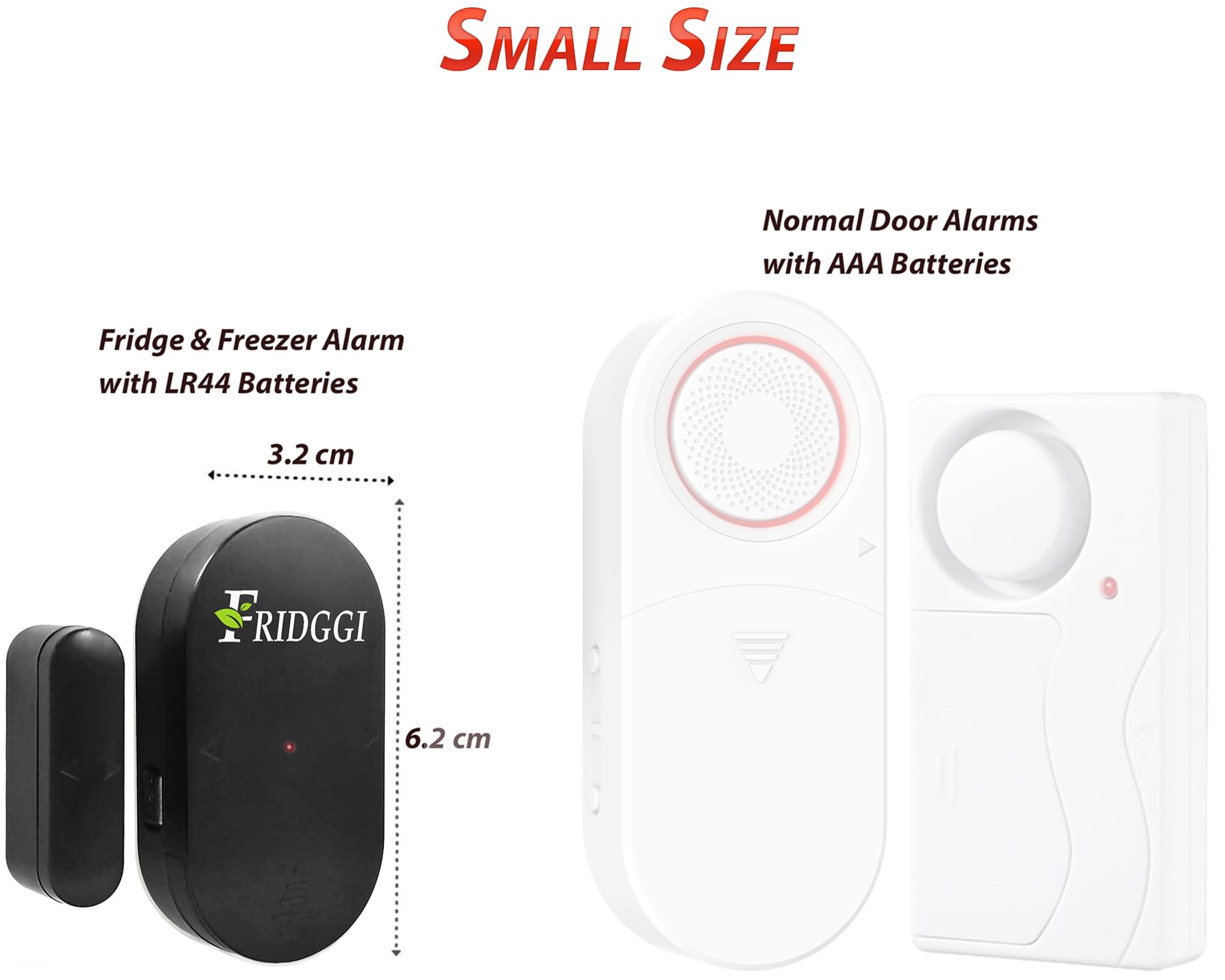 FRIDGGI - Fridge Door Chime with Delay, 60sec, 120sec, 180sec Delay Reminders, 80dB to 110dB, Freezer Door Alarm When Left Open (Black)