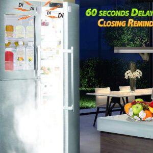 FRIDGGI - Fridge Door Chime with Delay, 60sec, 120sec, 180sec Delay Reminders, 80dB to 110dB, Freezer Door Alarm When Left Open (Black)