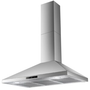 36" range hood, gasland chef wall mount kitchen hood with charcoal filter,ducted/ductless convertible,350cfm ducted stove hood,3 speed exhaust hood fan,aluminum mesh filters, stainless steel