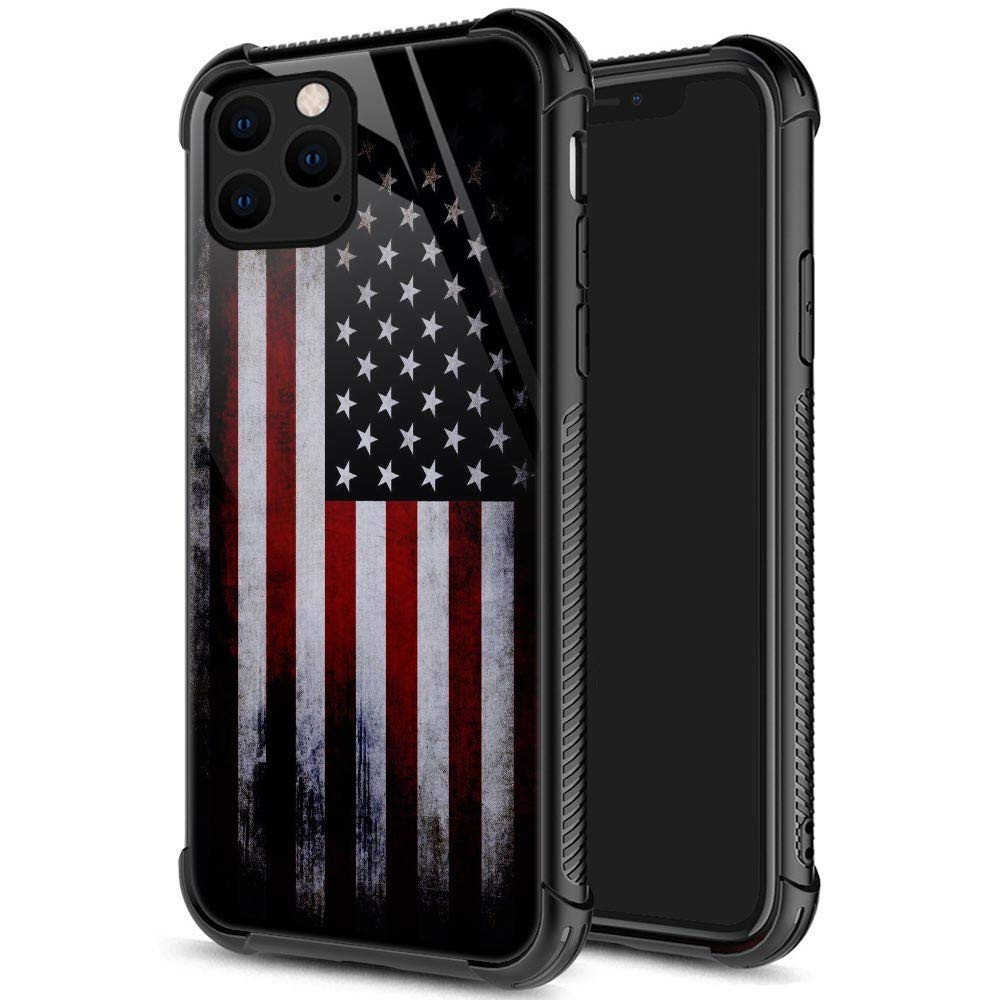 ZHEGAILIAN Case Compatible with iPhone 11,Old Flag Case for iPhone 11 for Boys Men,Pattern Design Anti-Scratch Organic Glass Case for iPhone 11 6.1 inch