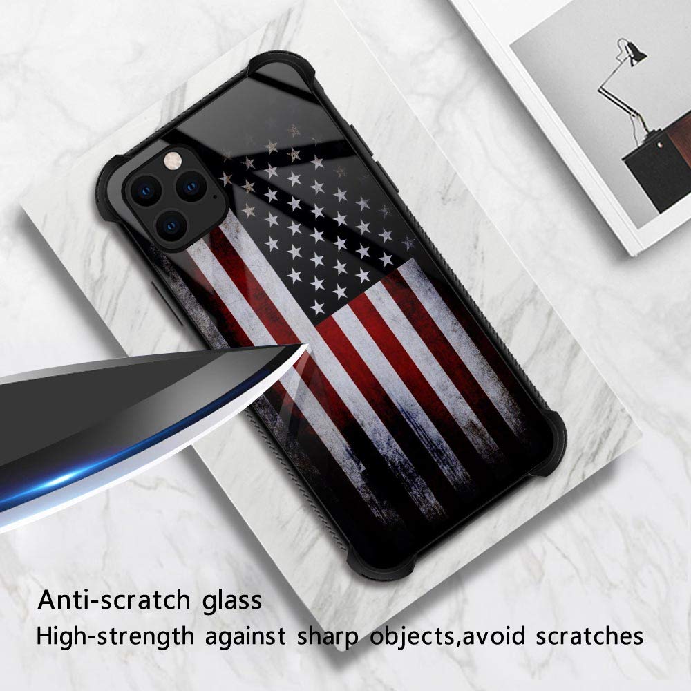 ZHEGAILIAN Case Compatible with iPhone 11,Old Flag Case for iPhone 11 for Boys Men,Pattern Design Anti-Scratch Organic Glass Case for iPhone 11 6.1 inch