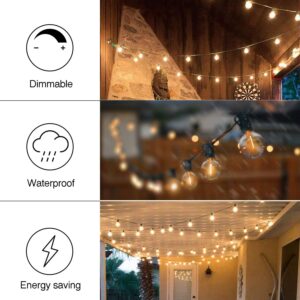 Banord 29FT Globe Outdoor String Lights, Shatterproof Patio Lights with 15 Dimmable Plastic Bulbs, Waterproof Hanging Lights String for Porch Backyard Cafe, E12 Socket Base