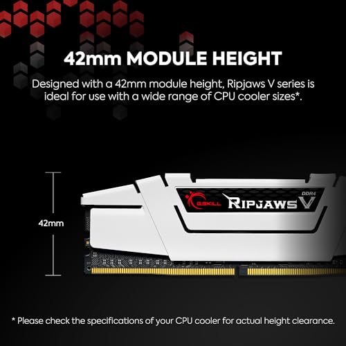 G.SKILL Ripjaws V Series (Intel XMP) DDR4 RAM 32GB (2x16GB) 3600MT/s CL18-22-22-42 1.35V Desktop Computer Memory UDIMM - Black (F4-3600C18D-32GVK)