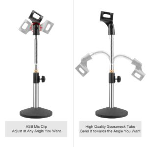 Eison Microphone Stand Desk Mic Stand Desktop Microphone Stand Adjustable Tabletop Microphone Stand with Gooseneck Mic Clip 5/8" Male to 3/8" Female Screw for Blue Yeti Snowball Christmas gift