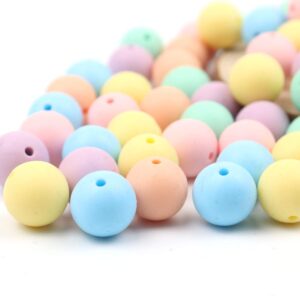 Weekjoey 60PCS 15mm Candy Color Silicone Beads Loose Beads Handmade Making Kit DIY Bracelet Necklace Women Jewelry Makeing Arts and Crafts Supplies