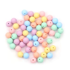 Weekjoey 60PCS 15mm Candy Color Silicone Beads Loose Beads Handmade Making Kit DIY Bracelet Necklace Women Jewelry Makeing Arts and Crafts Supplies