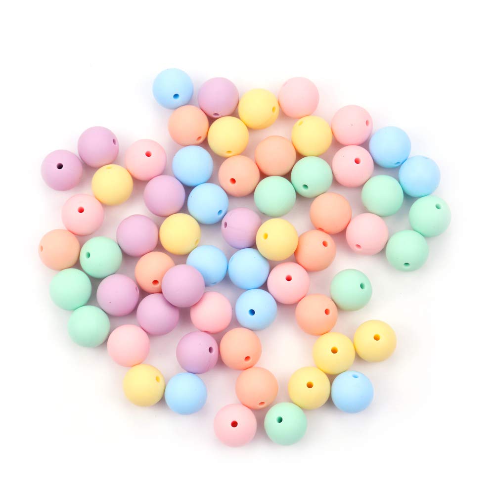 Weekjoey 60PCS 15mm Candy Color Silicone Beads Loose Beads Handmade Making Kit DIY Bracelet Necklace Women Jewelry Makeing Arts and Crafts Supplies