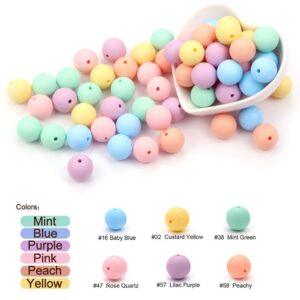 Weekjoey 60PCS 15mm Candy Color Silicone Beads Loose Beads Handmade Making Kit DIY Bracelet Necklace Women Jewelry Makeing Arts and Crafts Supplies