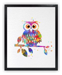 dignovel studios 8x10 unframed owl watercolor illustrations art print poster wildlife animal bird n105