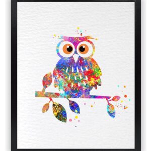 Dignovel Studios 8X10 Unframed Owl Watercolor illustrations Art Print Poster Wildlife Animal Bird N105