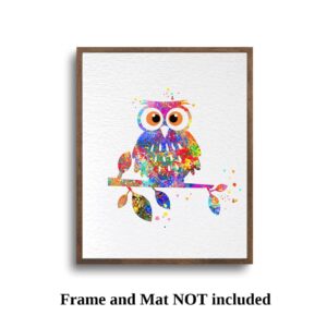 Dignovel Studios 8X10 Unframed Owl Watercolor illustrations Art Print Poster Wildlife Animal Bird N105