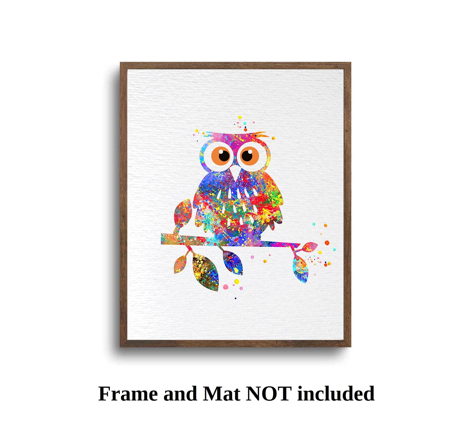 Dignovel Studios 8X10 Unframed Owl Watercolor illustrations Art Print Poster Wildlife Animal Bird N105