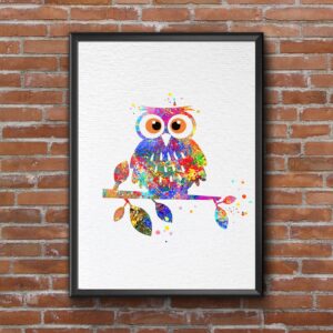 Dignovel Studios 8X10 Unframed Owl Watercolor illustrations Art Print Poster Wildlife Animal Bird N105