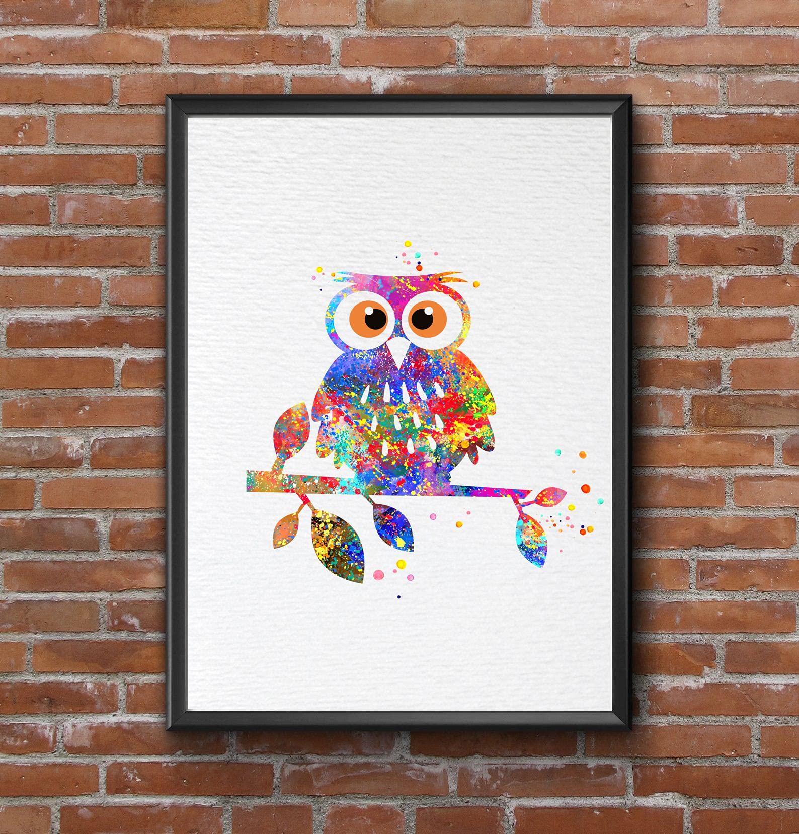 Dignovel Studios 8X10 Unframed Owl Watercolor illustrations Art Print Poster Wildlife Animal Bird N105