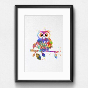 Dignovel Studios 8X10 Unframed Owl Watercolor illustrations Art Print Poster Wildlife Animal Bird N105