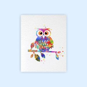 Dignovel Studios 8X10 Unframed Owl Watercolor illustrations Art Print Poster Wildlife Animal Bird N105