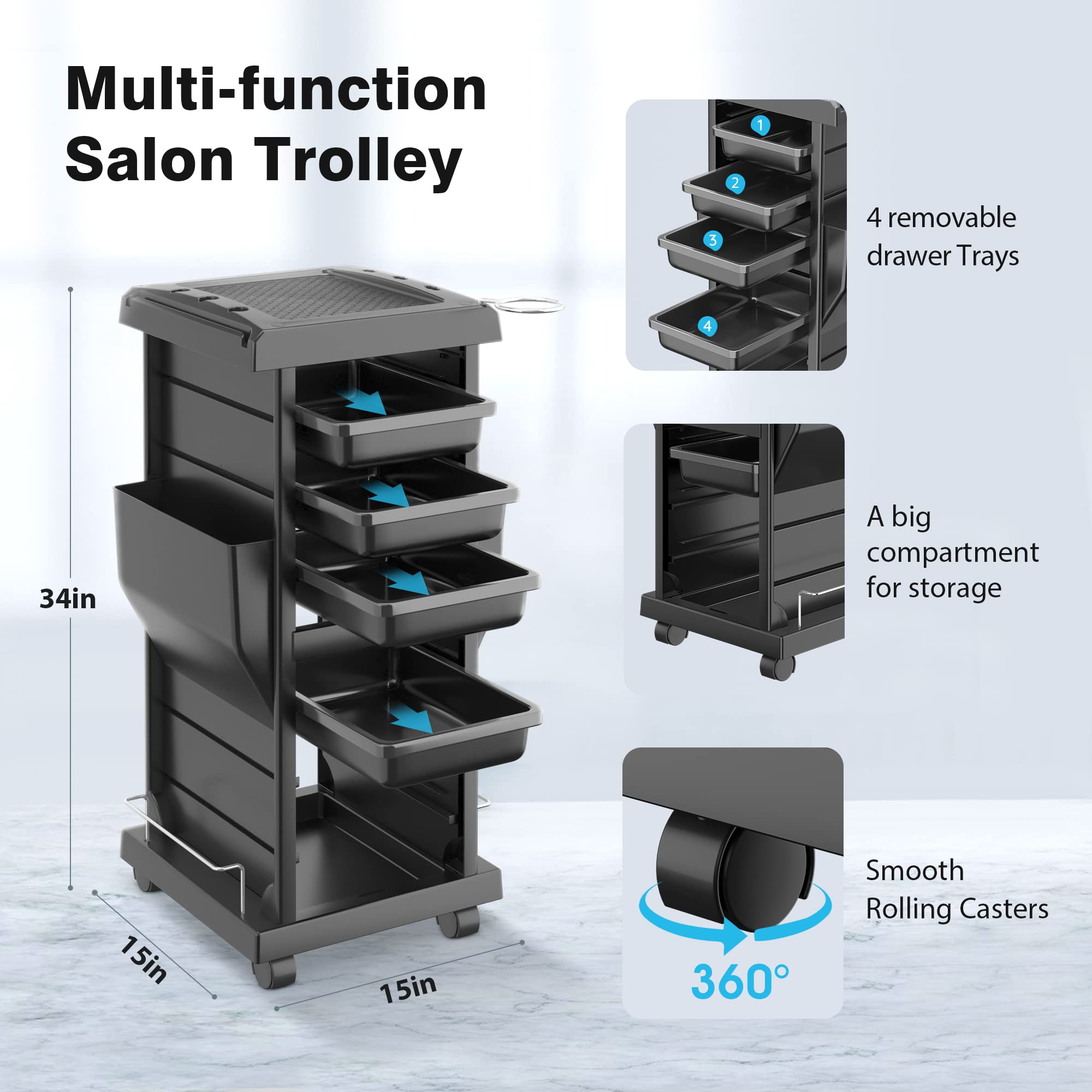 K-Salon Hair Salon Trolley Rolling Cart