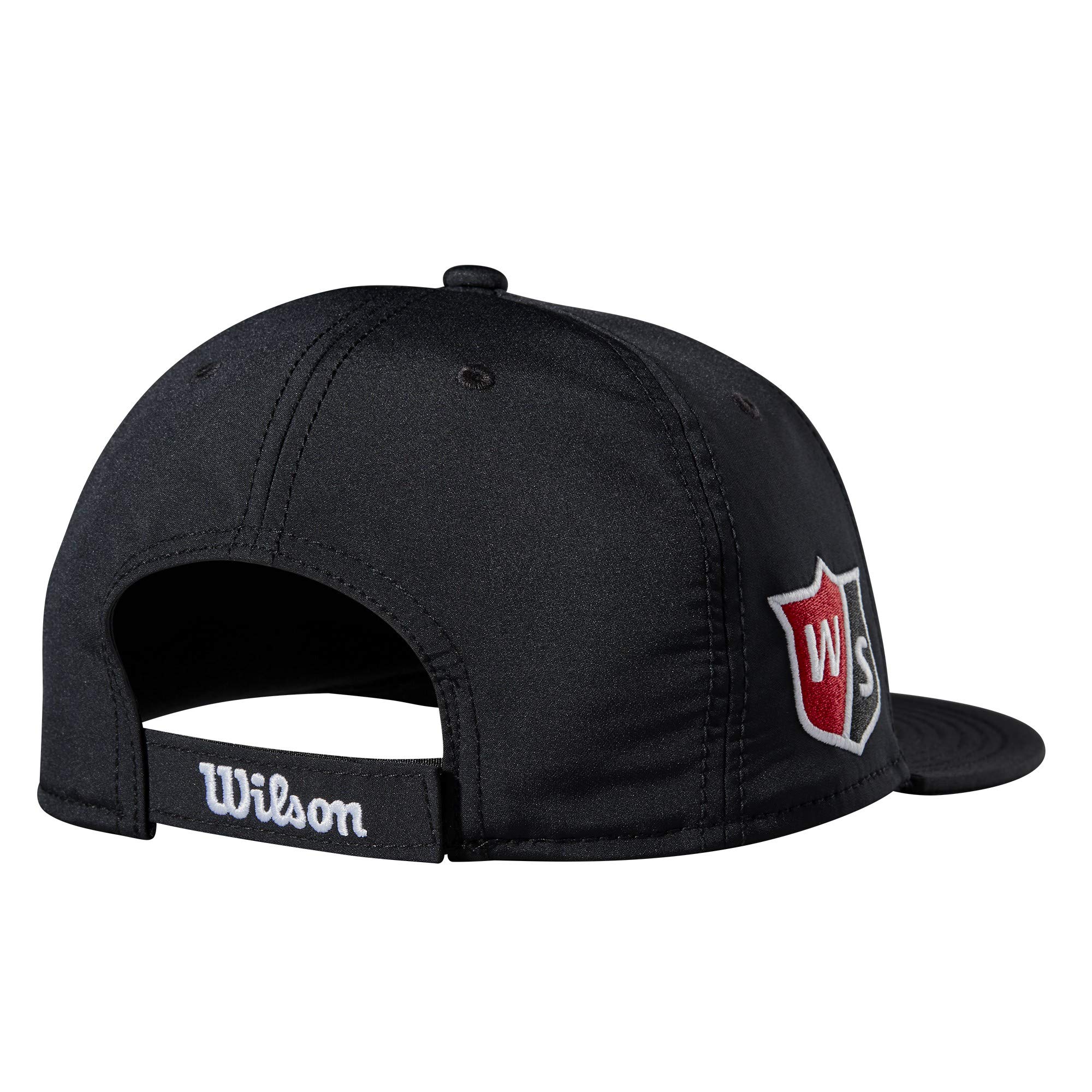 Wilson Mens Men's Tour Flat Brim Hat, Black/White, One Size US